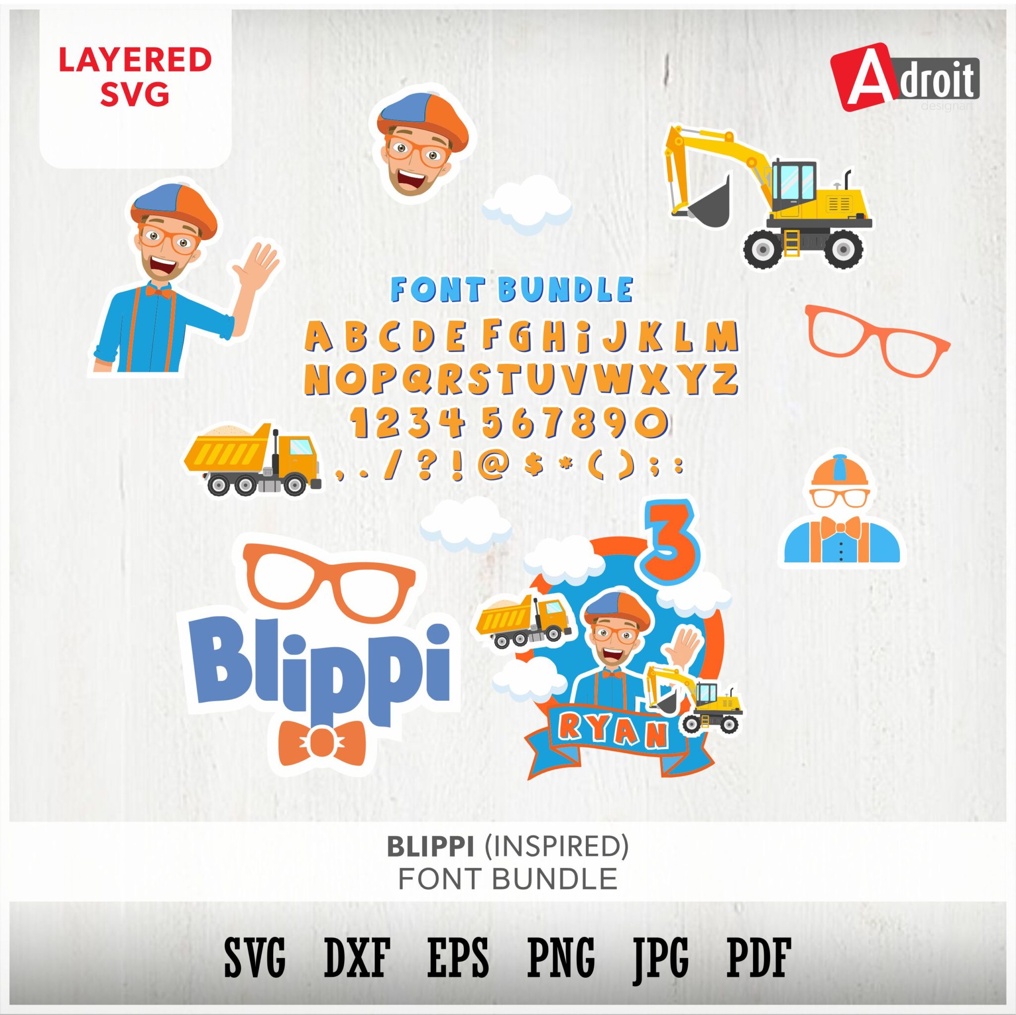 BLUEY (INSPIRED) NUMERIC SVG - Adroit Design Art