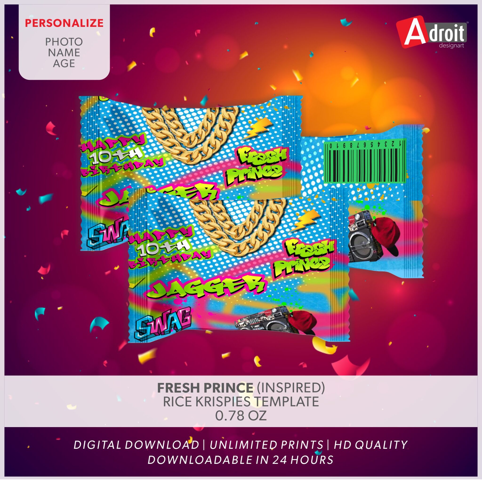 FRESH PRINCE (INSPIRED) CHIPS BAG TEMPLATE - Adroit Design Art