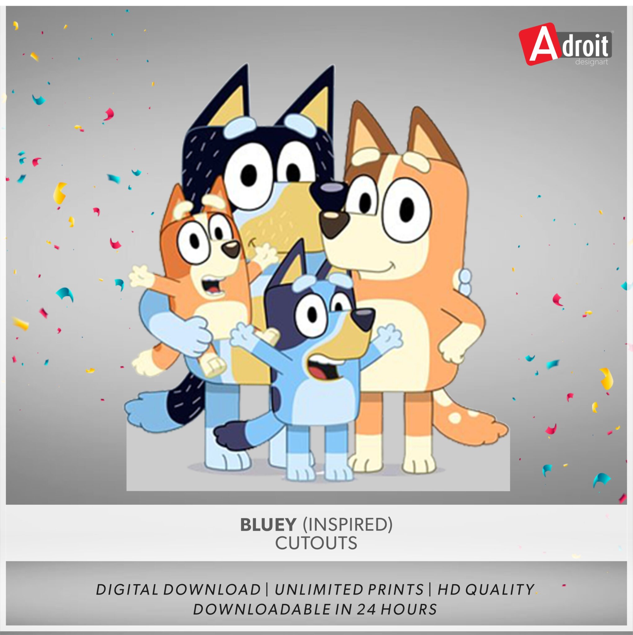 BLUEY (INSPIRED) PARTY CUTOUTS - Adroit Design Art