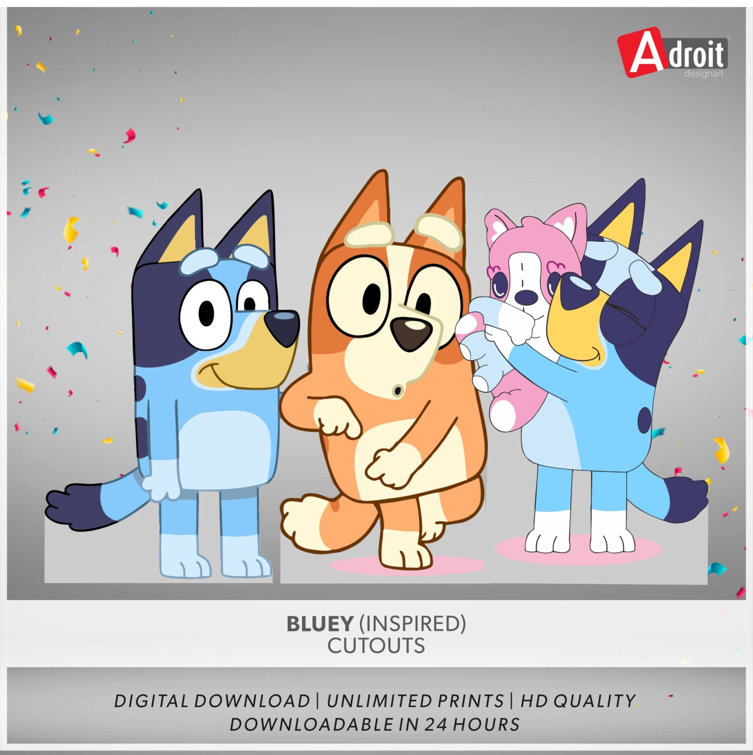 BLUEY (INSPIRED) PARTY CUTOUTS - Adroit Design Art